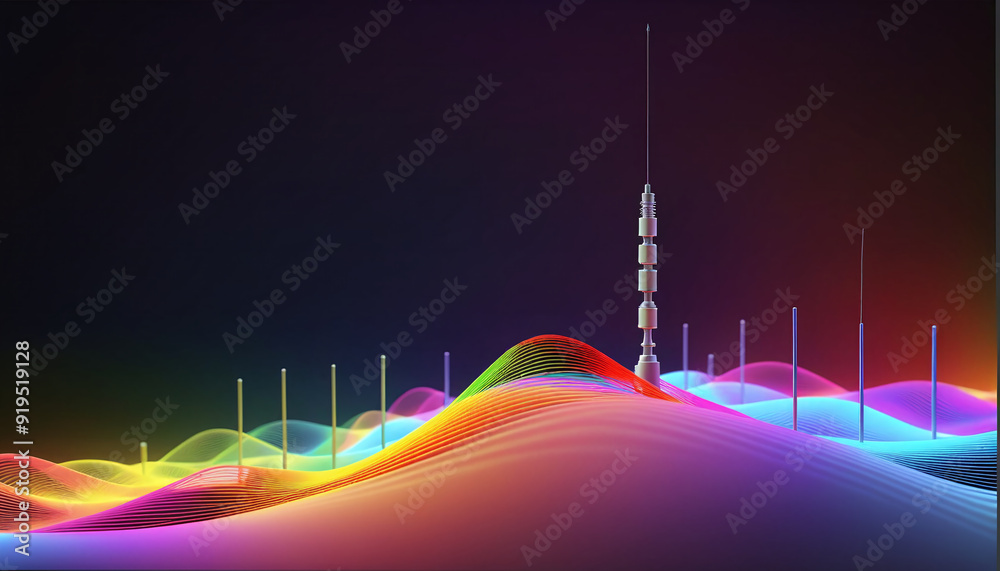 Illustrative visualization of radio waves around a transmitting and ...