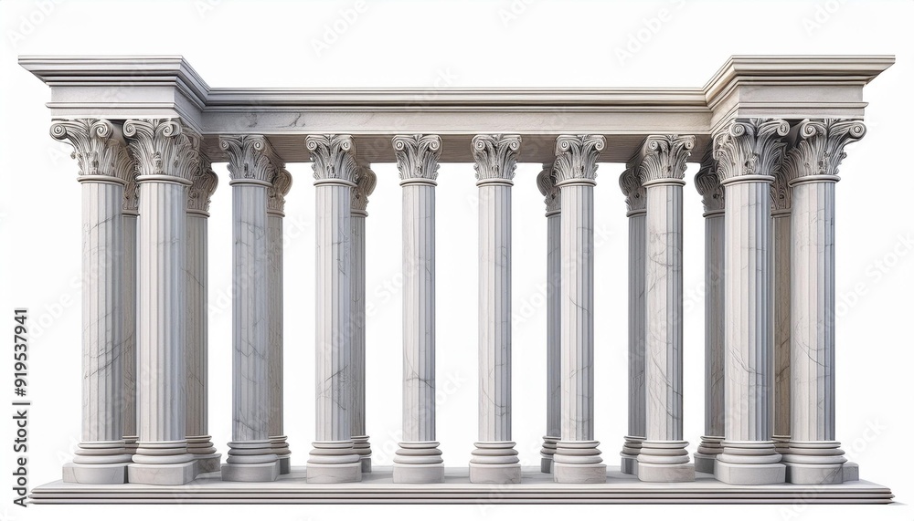 classical white marble columns isolated on white background ancient ...