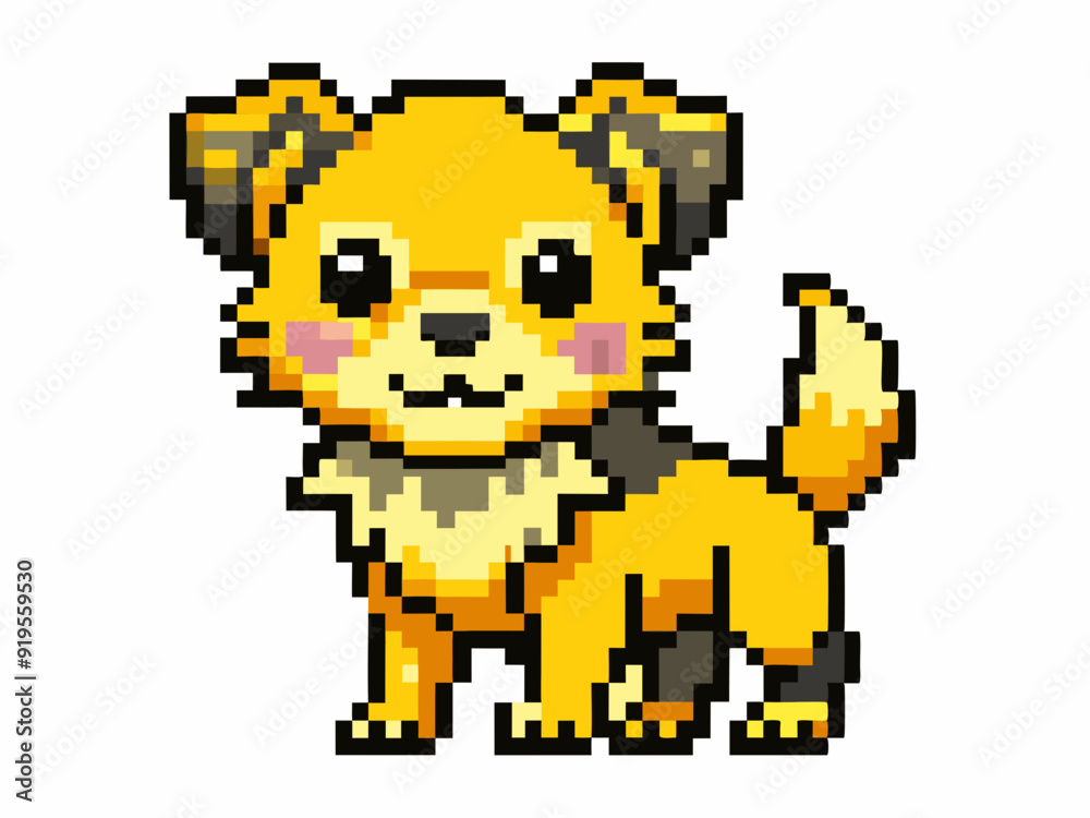 Dog pixel art. Mixes breed cute puppy, 8 bit pixel style. Video game ...