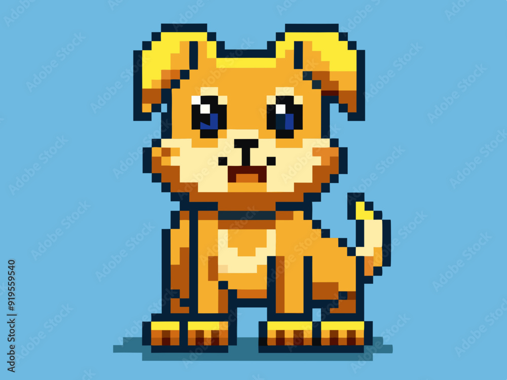 Vector de Stock Dog pixel art. Mixes breed cute puppy, 8 bit pixel ...