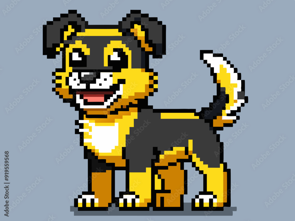 Dog pixel art. Mixes breed cute puppy, 8 bit pixel style. Video game ...
