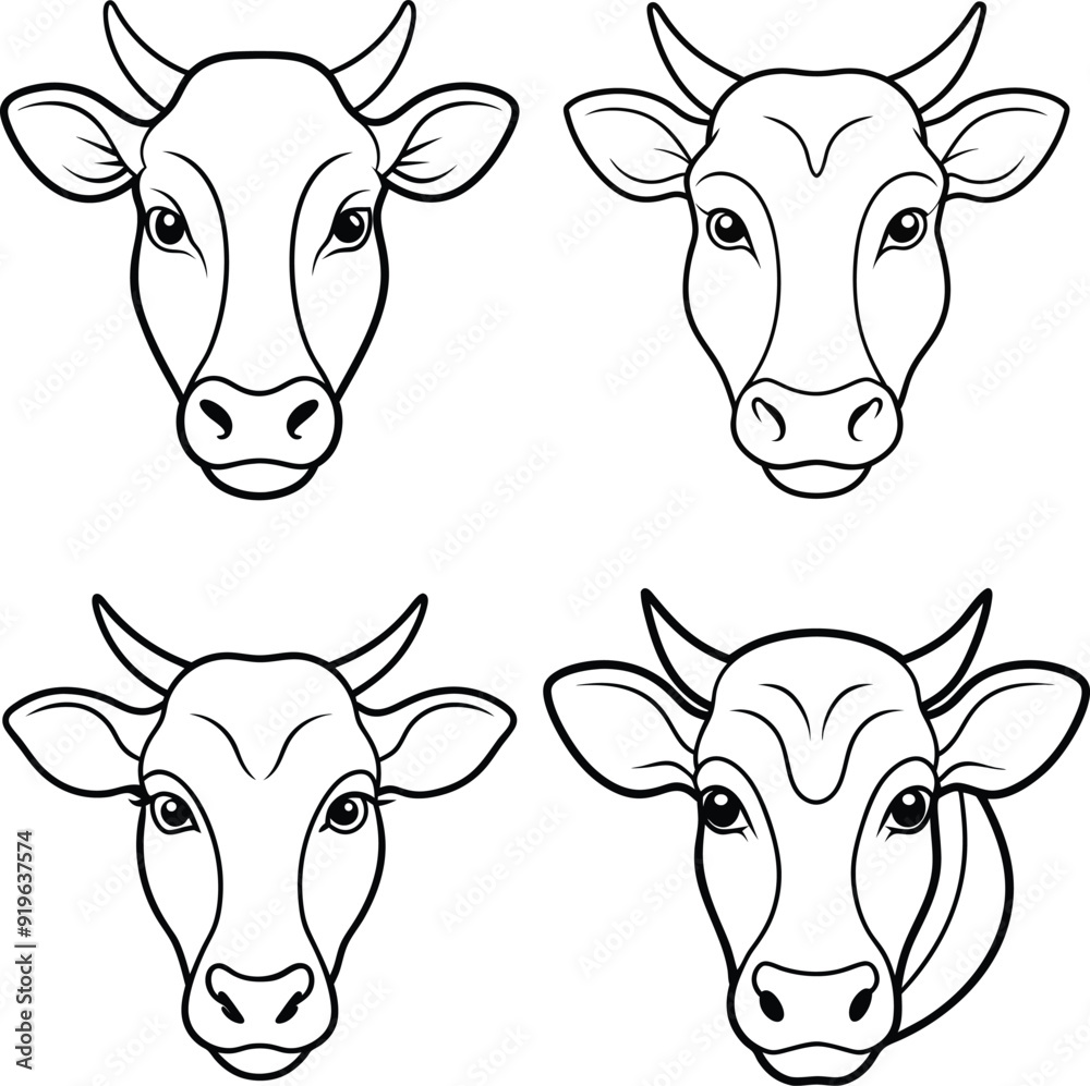 cow line art coloring page design template Stock Vector | Adobe Stock