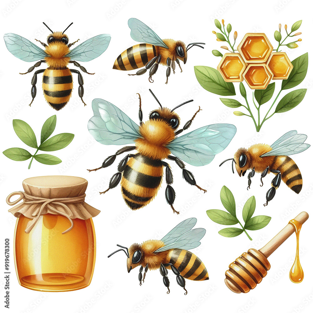 Honey bee clipart transparent background Stock Illustration | Adobe Stock