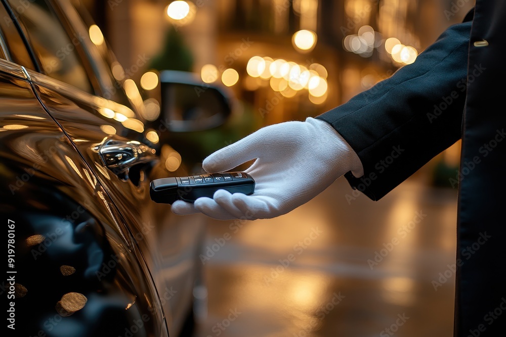 Close-Up of Luxury Car Service Driver Handing Over Remote Key to ...