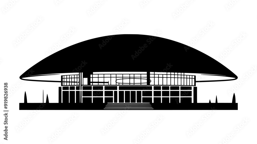 Sleek, domed building with an expansive, transparent canopy, encasing a ...