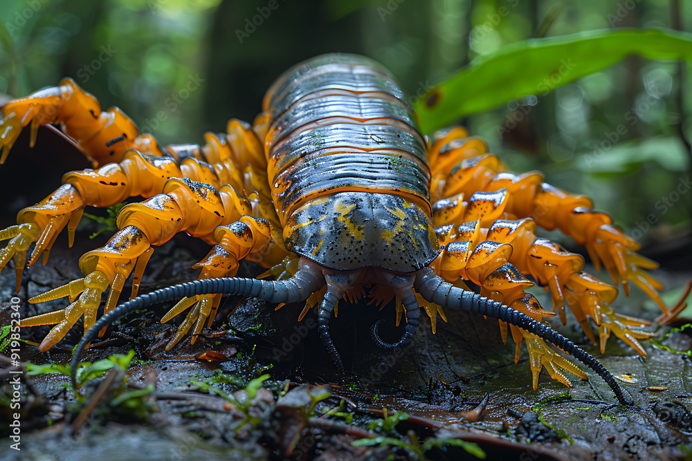 Amazonian Giant Centipede Scolopendra gigantea crawling on the forest ...