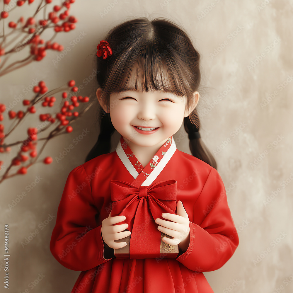Chuseok, a Korean Traditional Autumnal Holiday template with a Girl ...