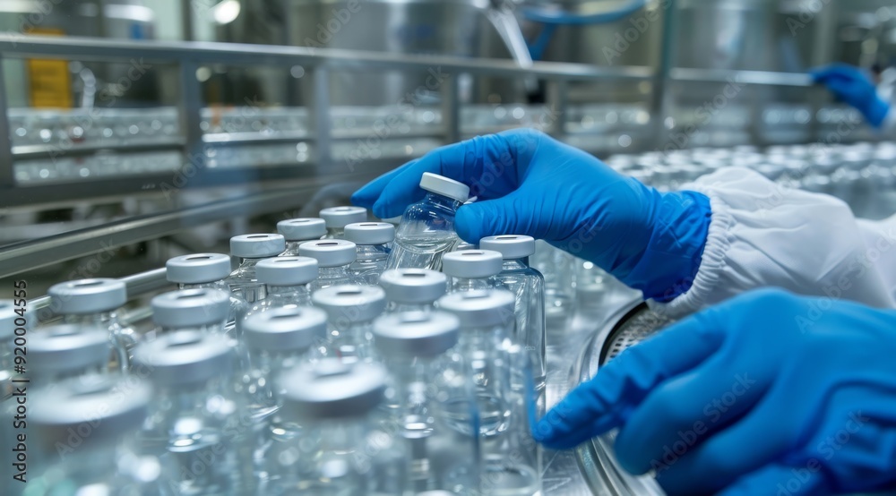 In a hightech pharmaceutical factory, a dedicated worker manages ...
