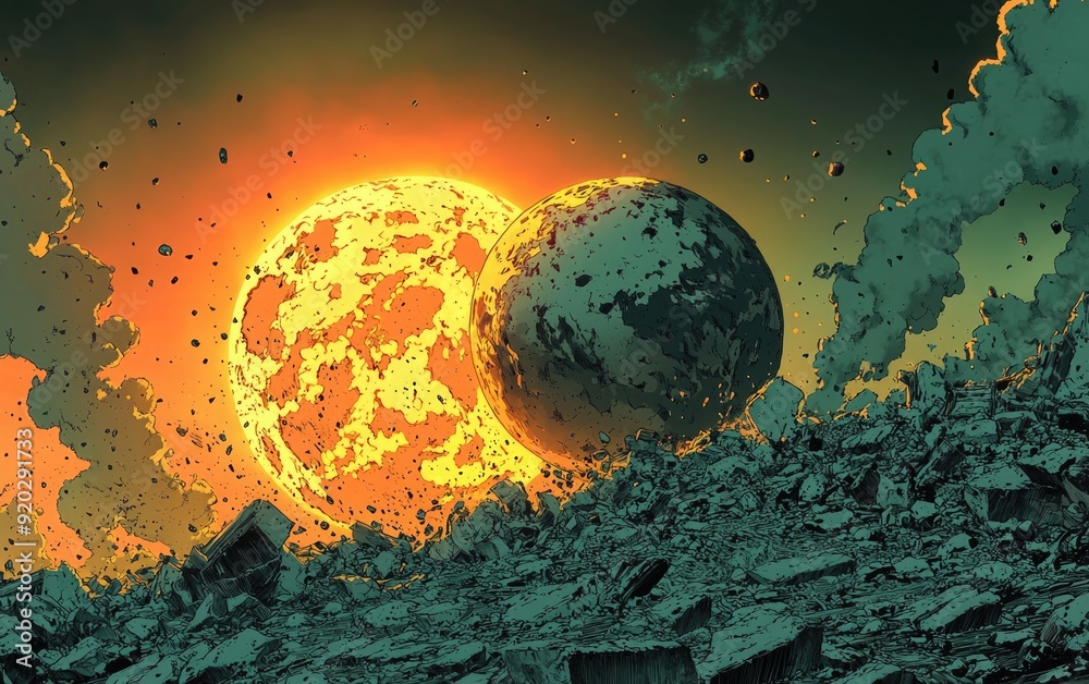 Melting Earth - Cartoon illustration of a sunburned planet with heat ...