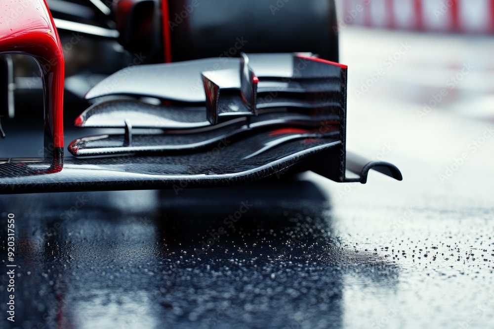Close-up of an F1 car front wing illustrating aerodynamic downforce ...