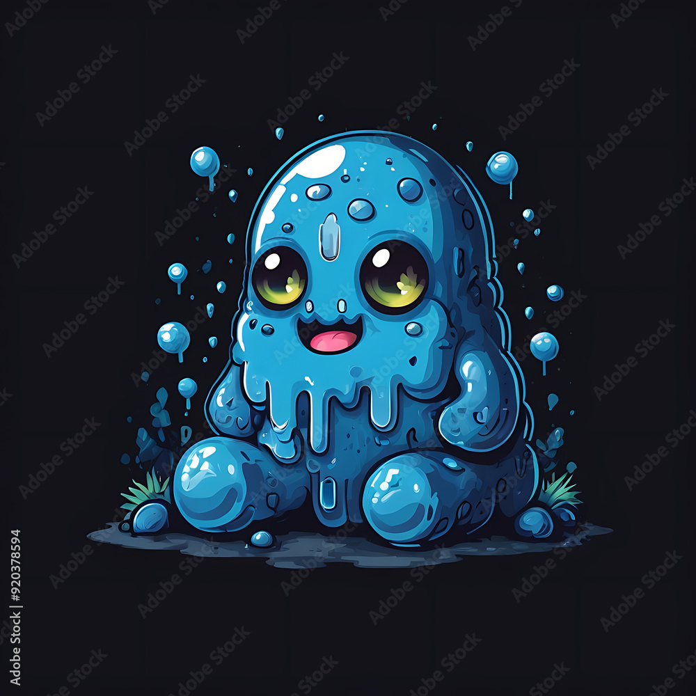 Fotografie Blue slime Pixel Art ,Slime Pixel Art ,Fantasy Slime Pixel ...