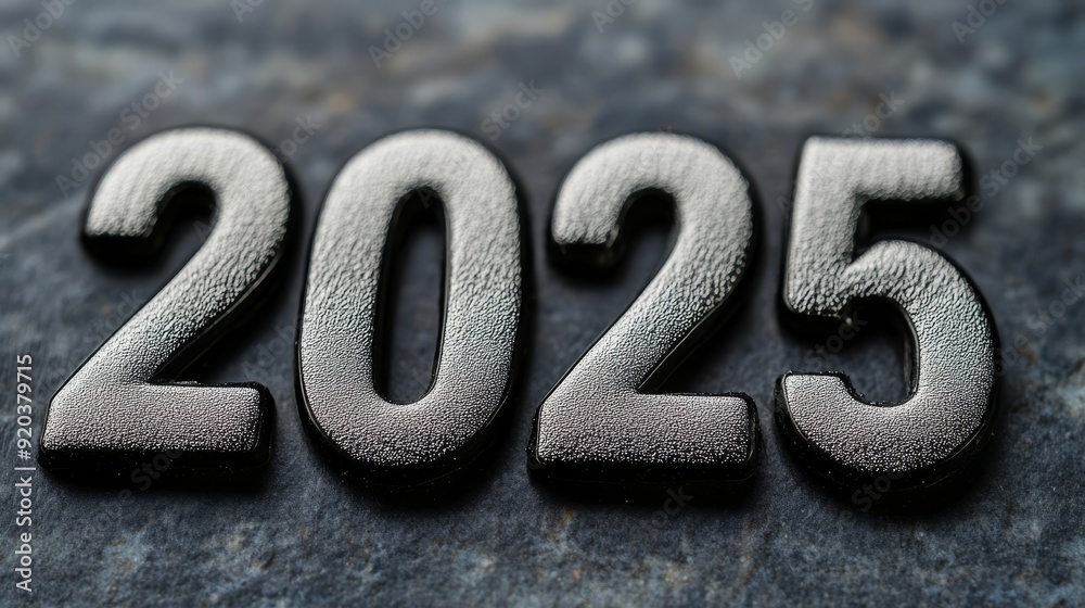 2025 in sleek and modern sansserif typography with a metallic gradient ...