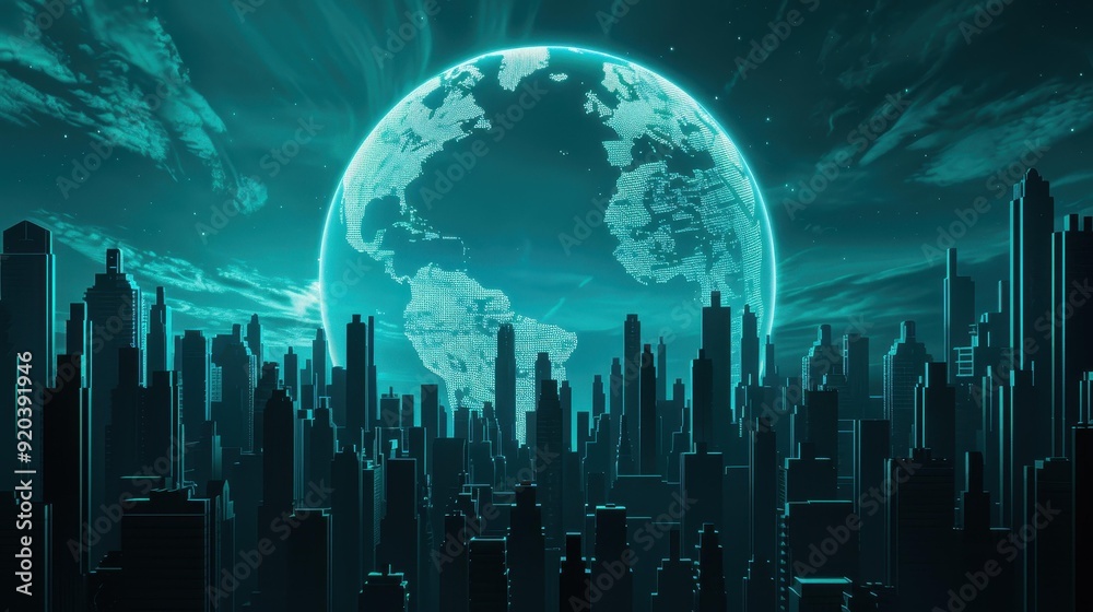 Explore the vast future of digital realms with a captivating globe and ...