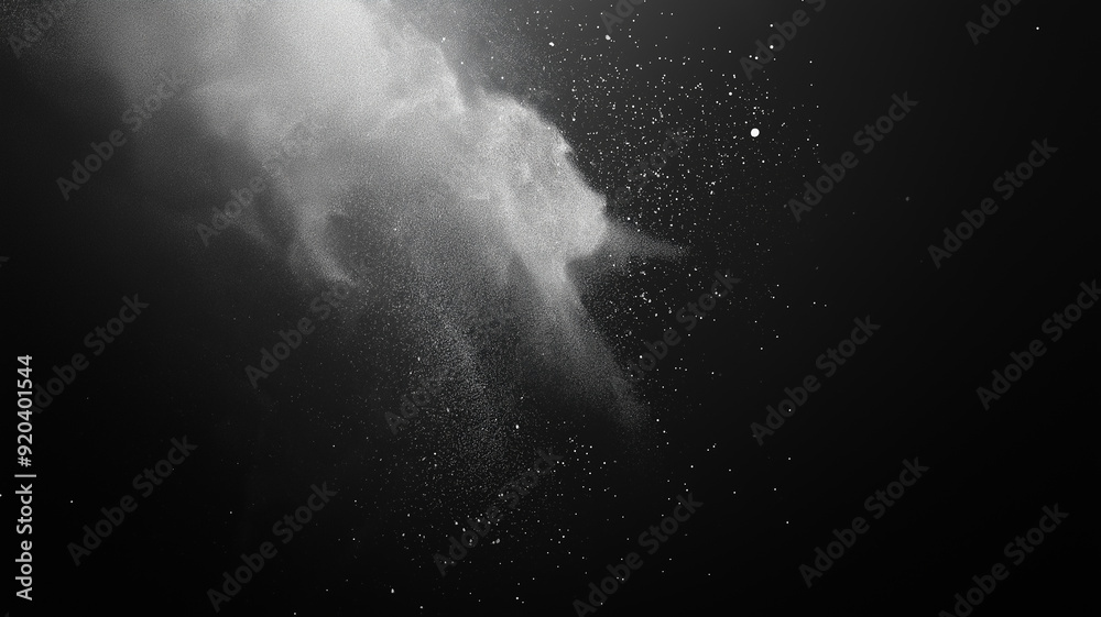 White dust explode and floating in the air on black background Stock ...