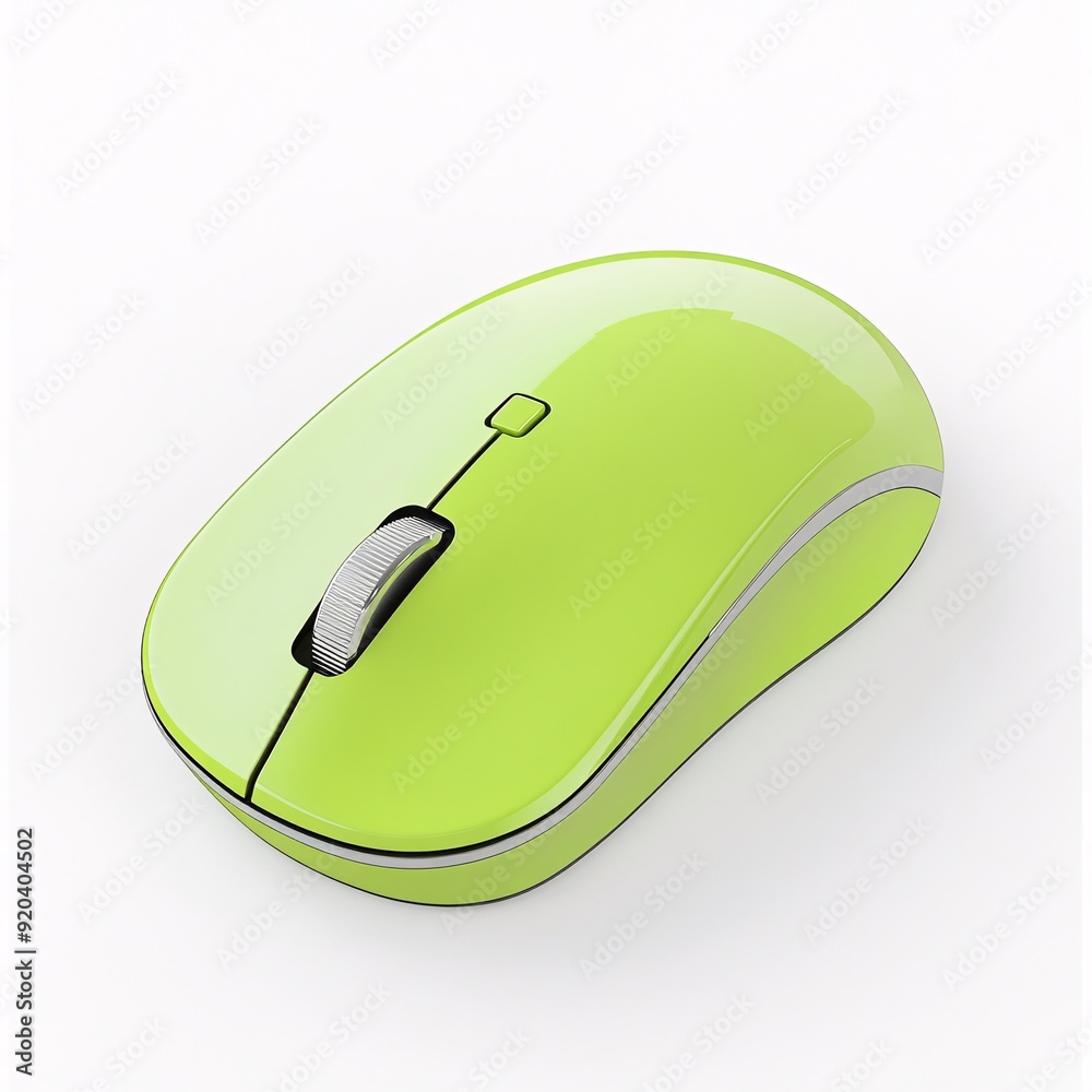 240805 88. Wireless mouse with lime green exterior, white background ...