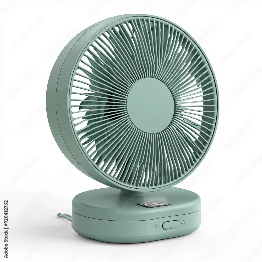 240805 180. Portable fan, sage green shade, white background, 3D ...