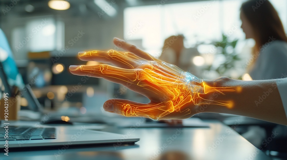 Ilustración de Stock 240805 03. Hand pain visualization at modern ...