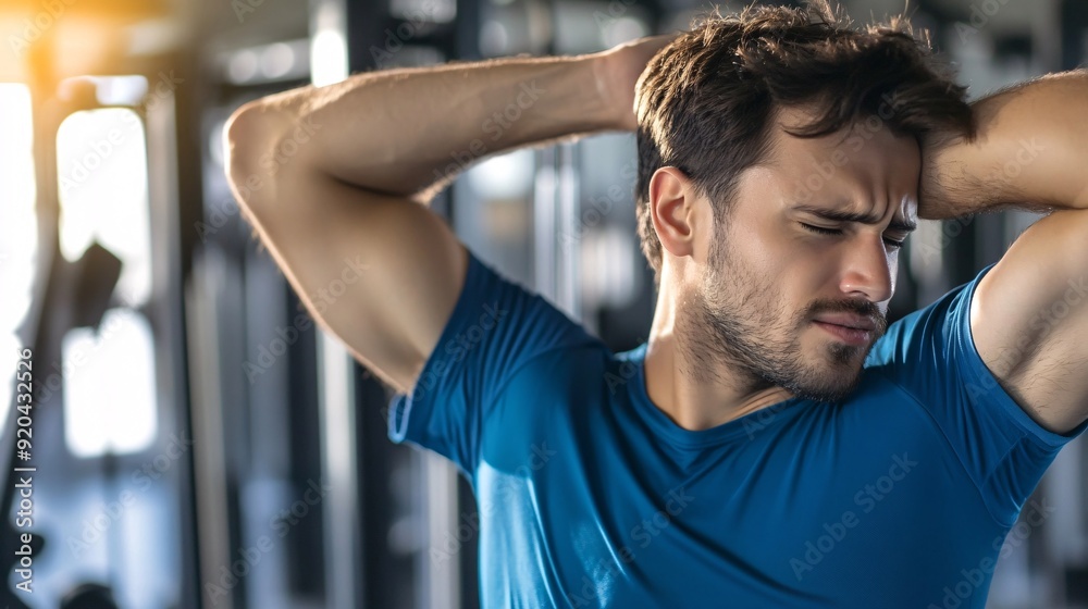 240805 129. a man having armpit pain at gym. axillary nerve due to ...
