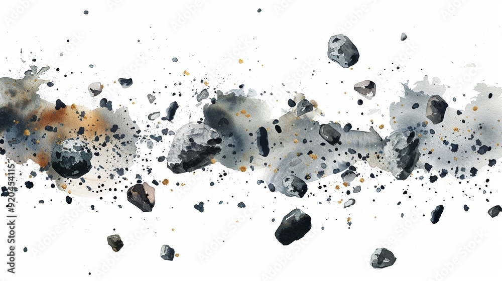 Asteroid belt in the outer solar system,Clipart, watercolor ...