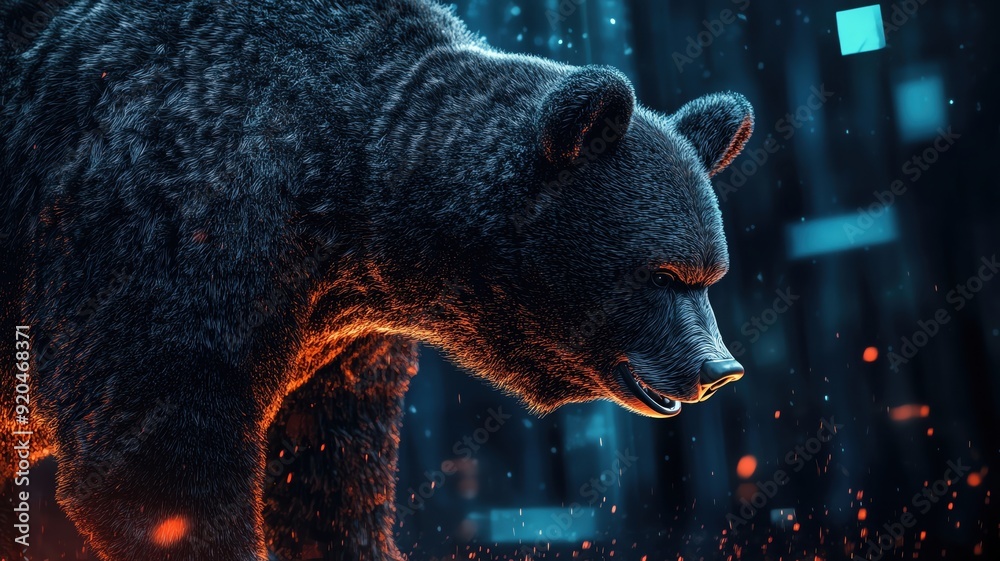 Symbolic bear embodying bearish investment sentiment, illustrating ...