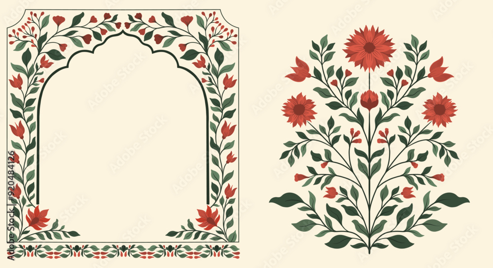 Mughal decorative ornamental floral. Vintage intricate traditional ...
