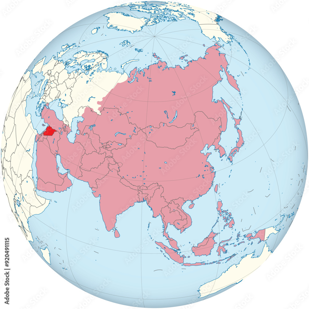 Highlighted map of SYRIA inside detailed blank flat political map of the Asian continent on ...