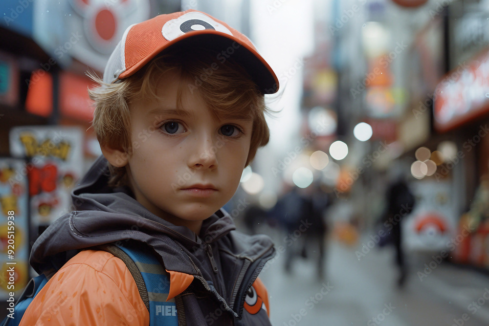 Generative AI picture of a charming cute boy getting to know the world ...