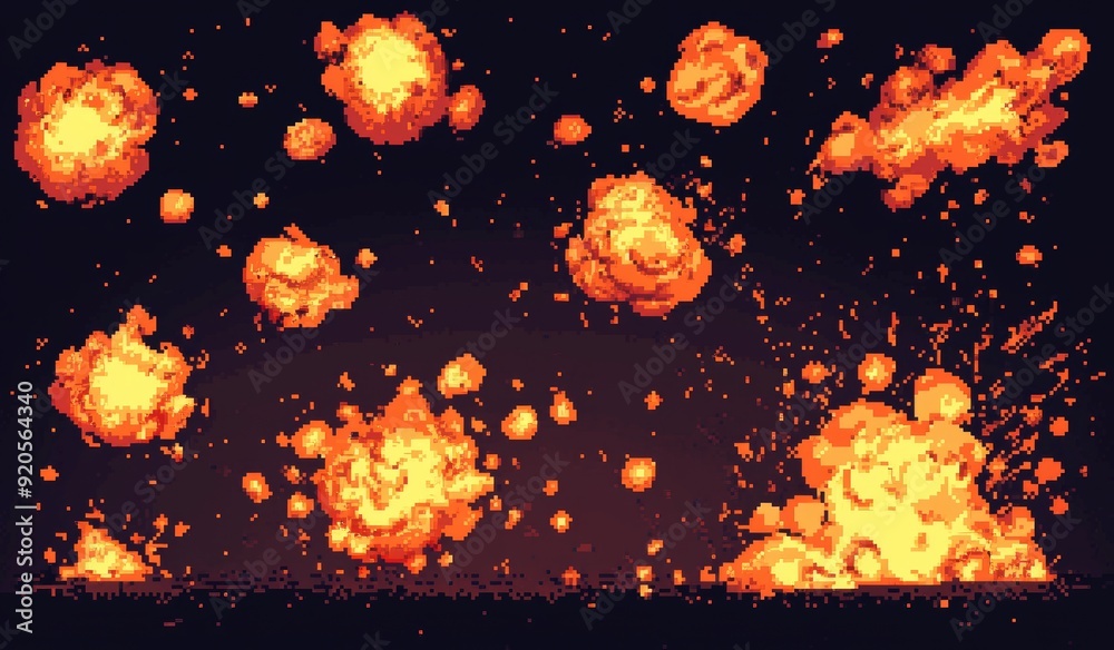 Ilustración de Stock Animation of pixel art explosion with fire and ...