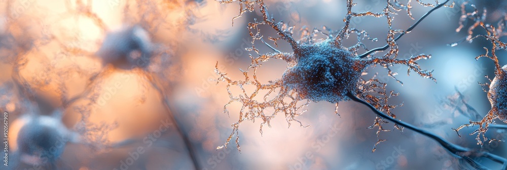 Ilustración de Stock GFAP stained astrocytes in the brain illustrate ...