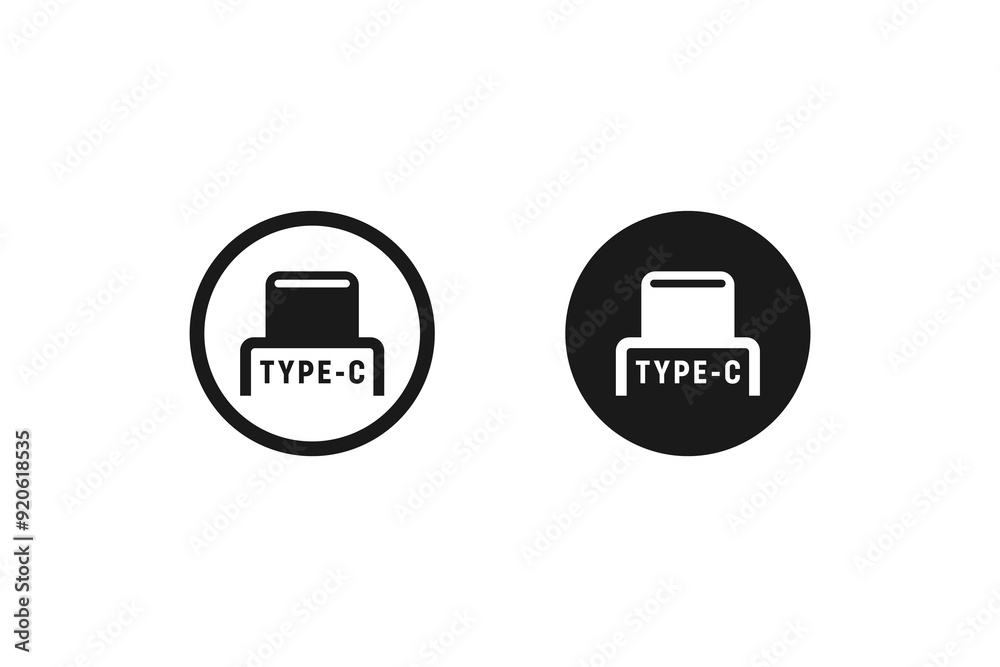 USB Type C Icon or USB Type C Label Vector Isolated. Best USB Type C ...