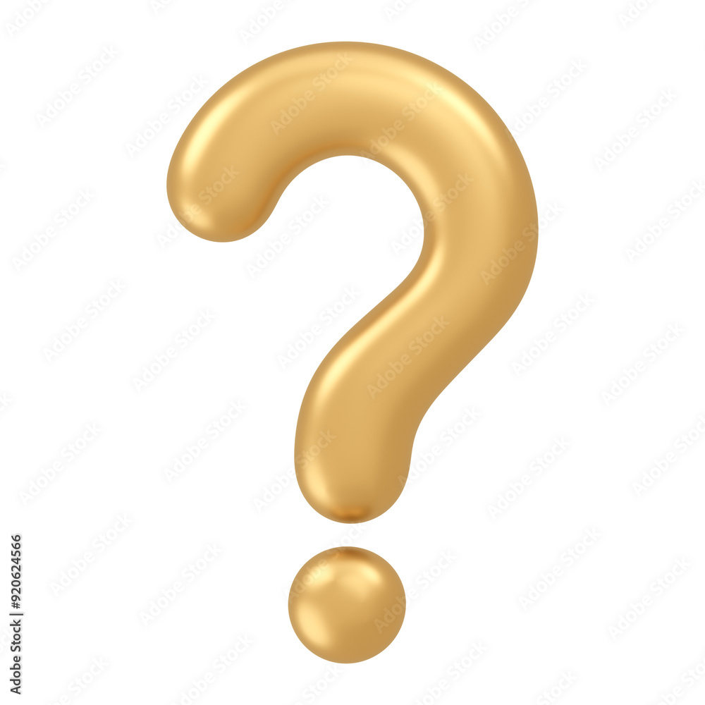 Question mark icon png sticker, 3D gold design, transparent background ...