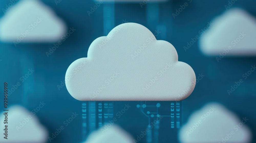 Abstract Cloud Computing Concept with Digital Data Flow on Blue ...