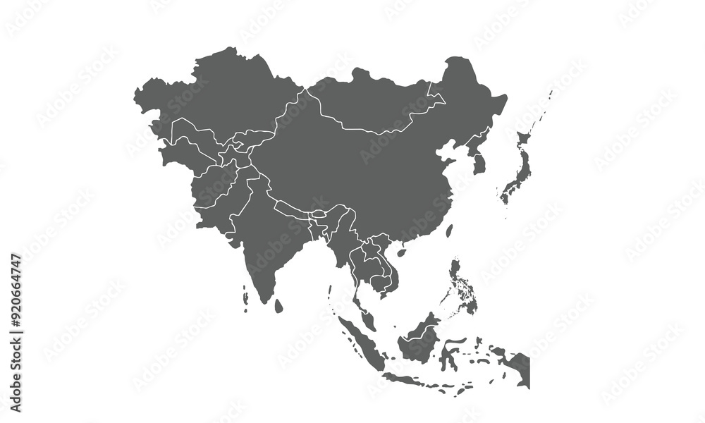 Asia map isolated on white background. for website layouts, background ...