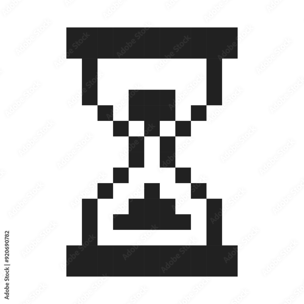 Pixel sandglass y2k retro 8 bit loading game, progress level, status. Pixel Process indicator ...