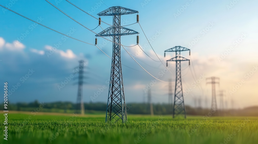 AI-powered energy grid system dynamically adjusting power distribution ...