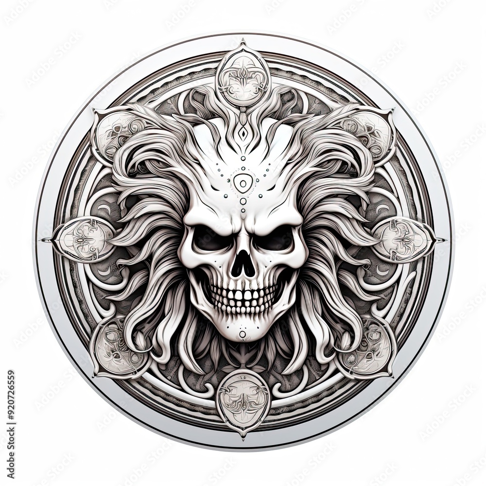 Grim Reaper-Inspired Gothic Skull Art Featuring Vintage Cranium with ...