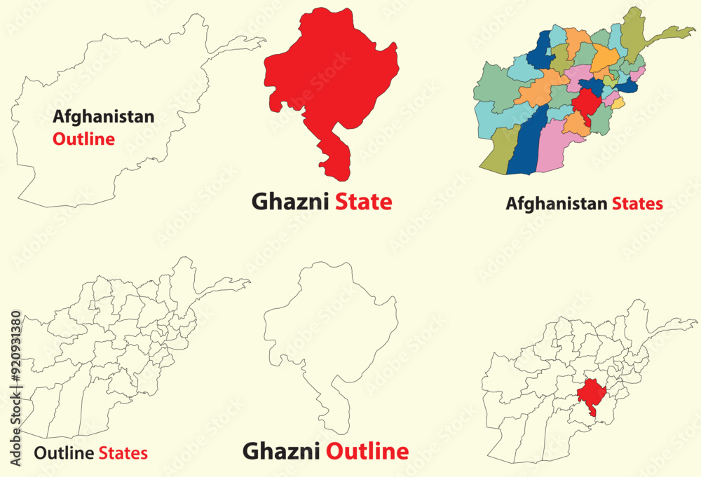 Ghazni map vector of Afghanistan, Ghazni line map, Ghazni with city map ...