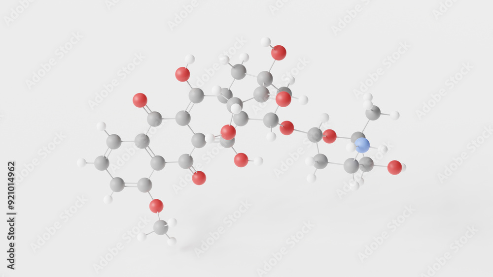 doxorubicin molecule 3d, molecular structure, ball and stick model ...