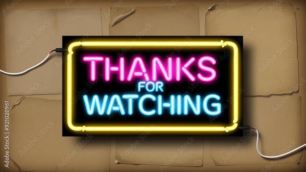 Isolated neon sign of the text THANKS FOR WATCHING frame logo on the ...