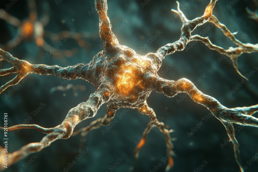 Structure of a neuron with dendrites and axon, high resolution ...