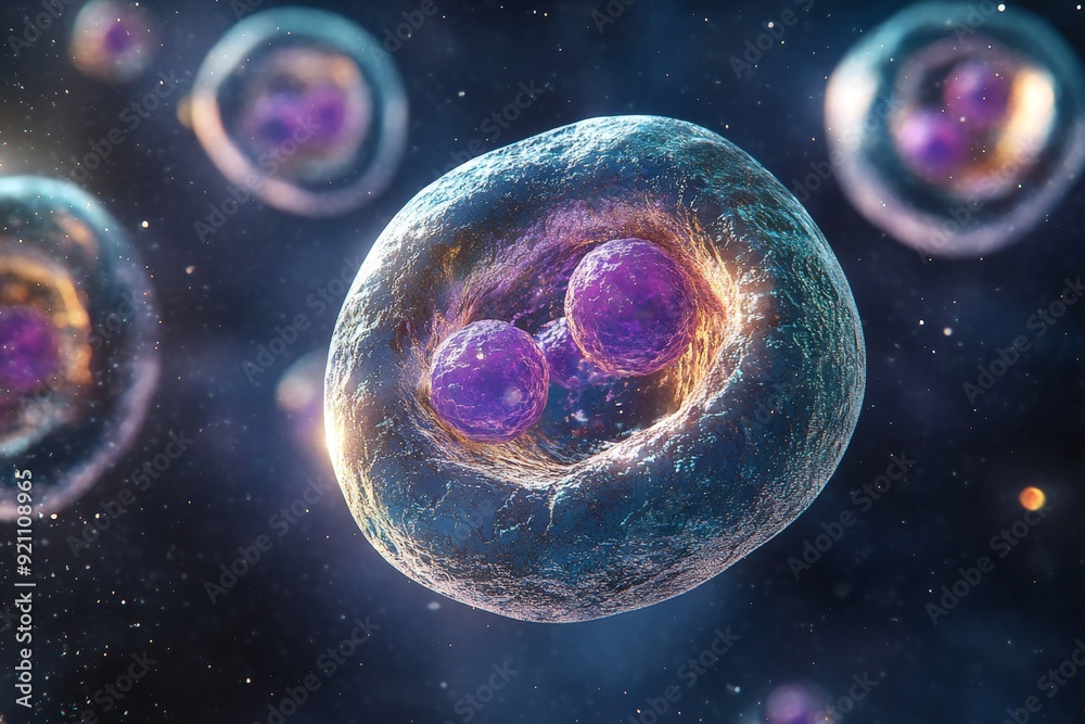 Mitosis phases in an animal cell, high resolution, detailed textures ...