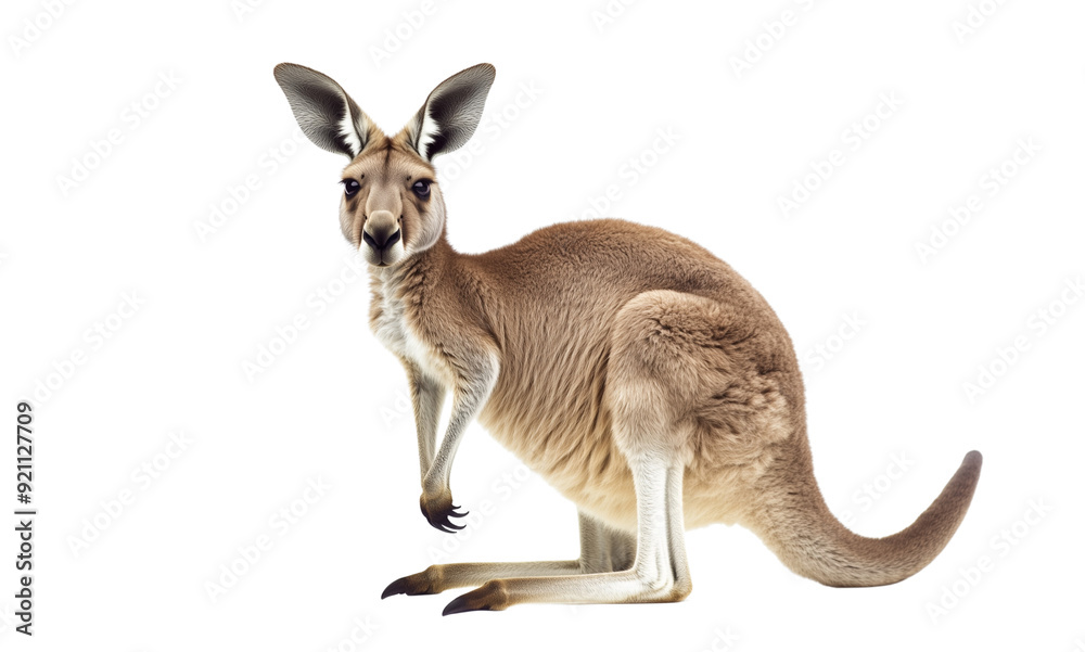 Kangaroo Standing Upright Against a White Background, Capturing the Majestic Stance of This ...
