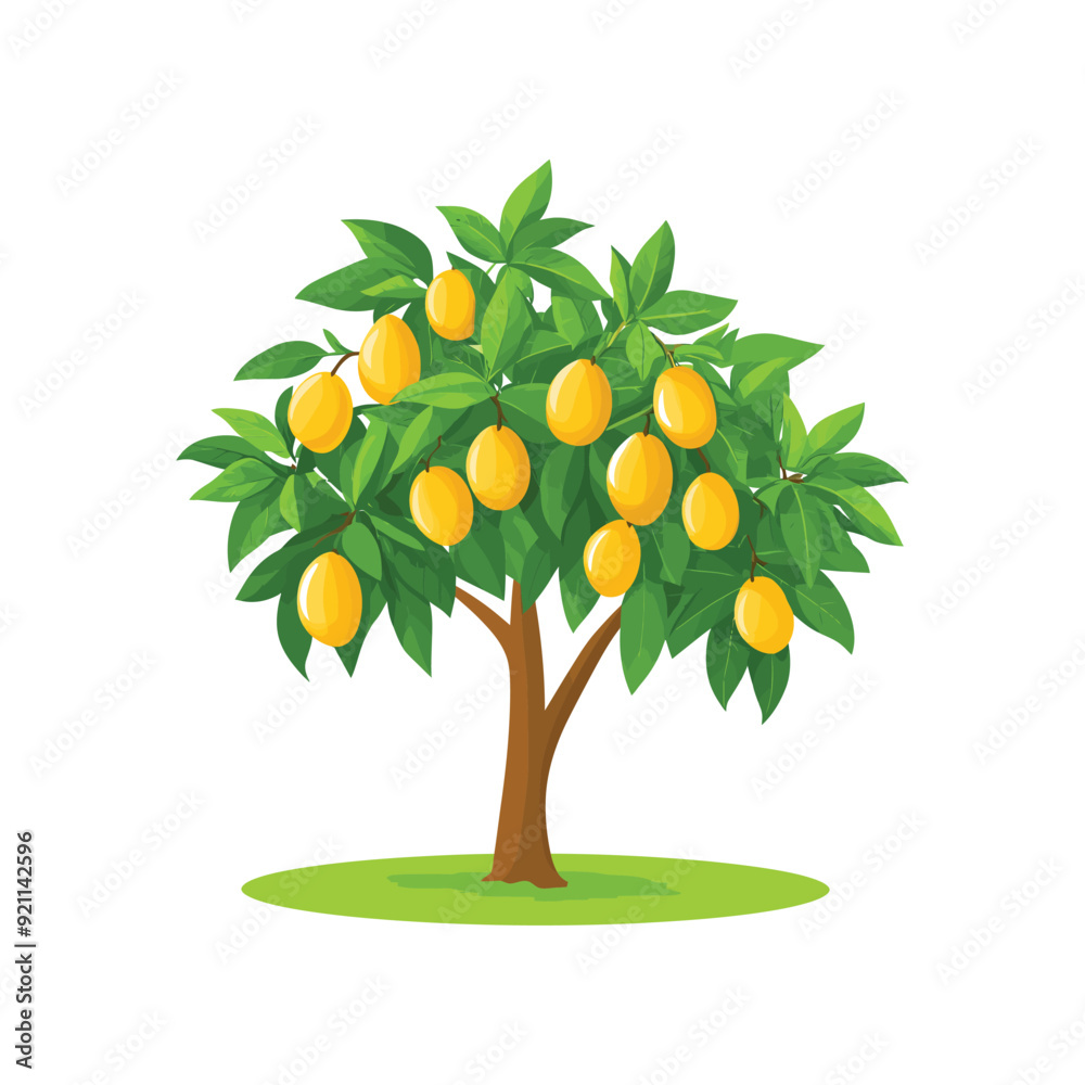Mango tree vector illustration, Yellow mango tree isolated,trees and ...