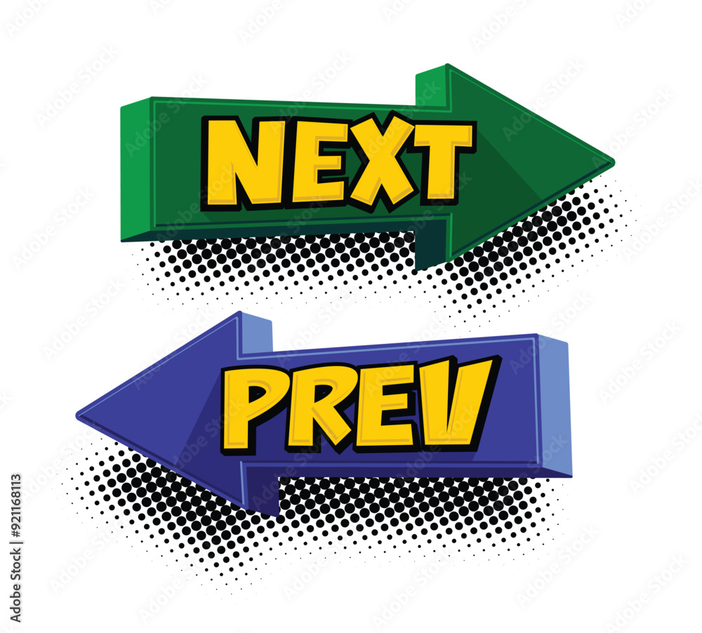 Next and previous button icon. Web buttons with arrows prev and next in ...
