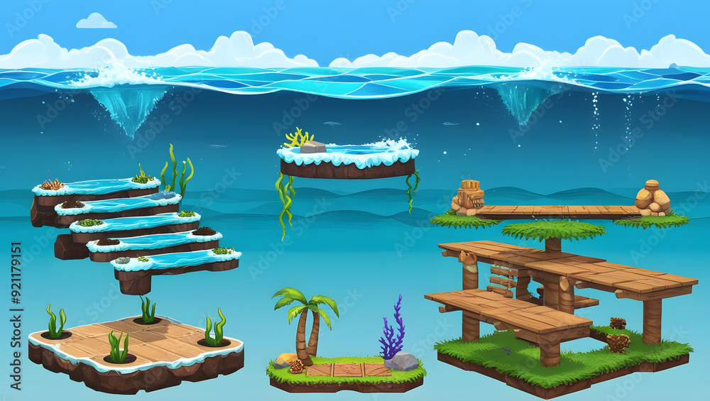 Ocean background, video game style graphics oceans level design ...