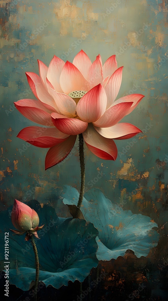 Auspicious Lotus with Modern Motifs: A lotus featuring contemporary ...