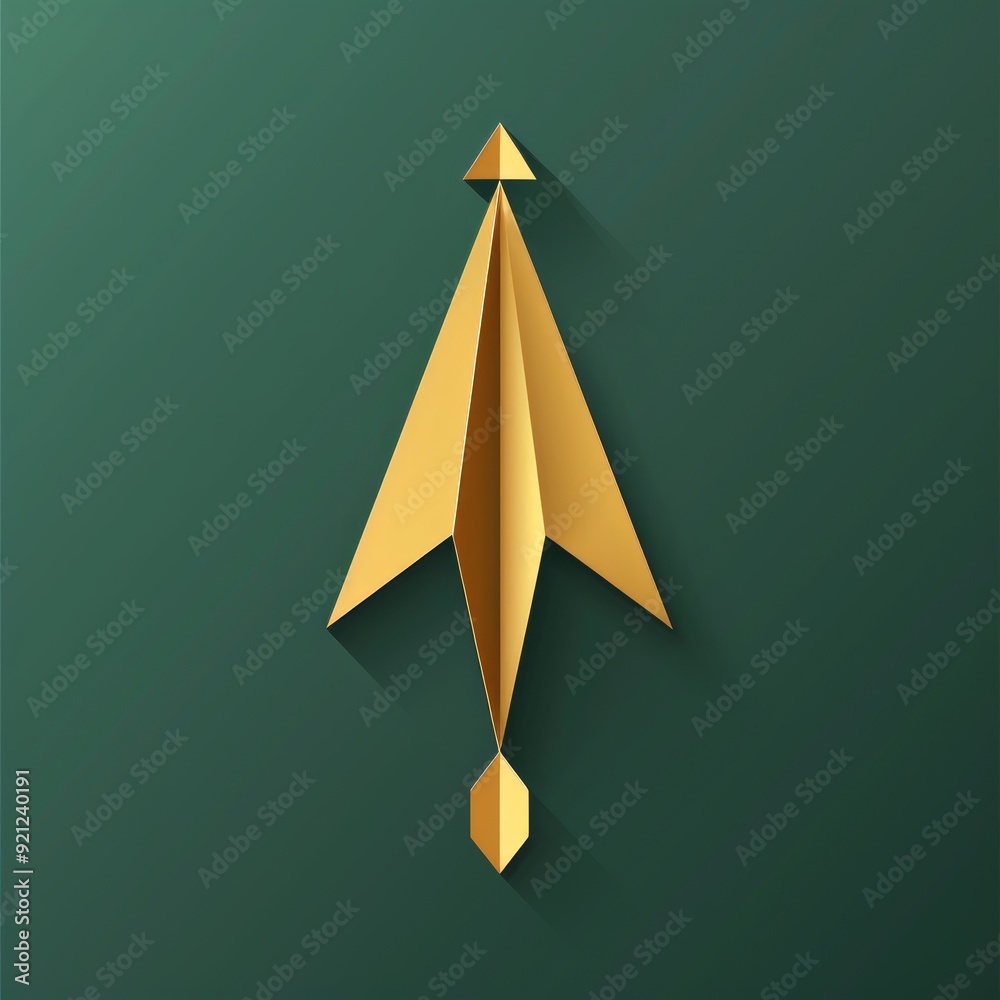 Arrow Logo Image. Gold Geometric Line Arrow Shape isolated. Flat Vector ...