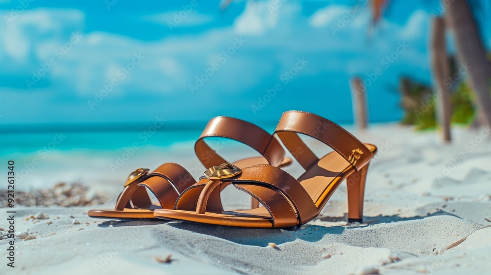 Women's sandals heeled. Elegant stylish and chic look Stock ...