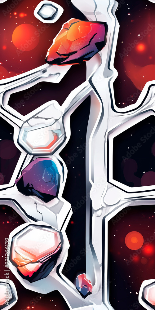 Futuristic cyberpunk sci-fi set. cosmic space background. robot ...