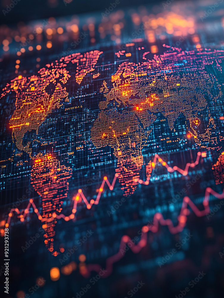 Vibrant 3D World Map with Dynamic Data Visualization and Colorful ...